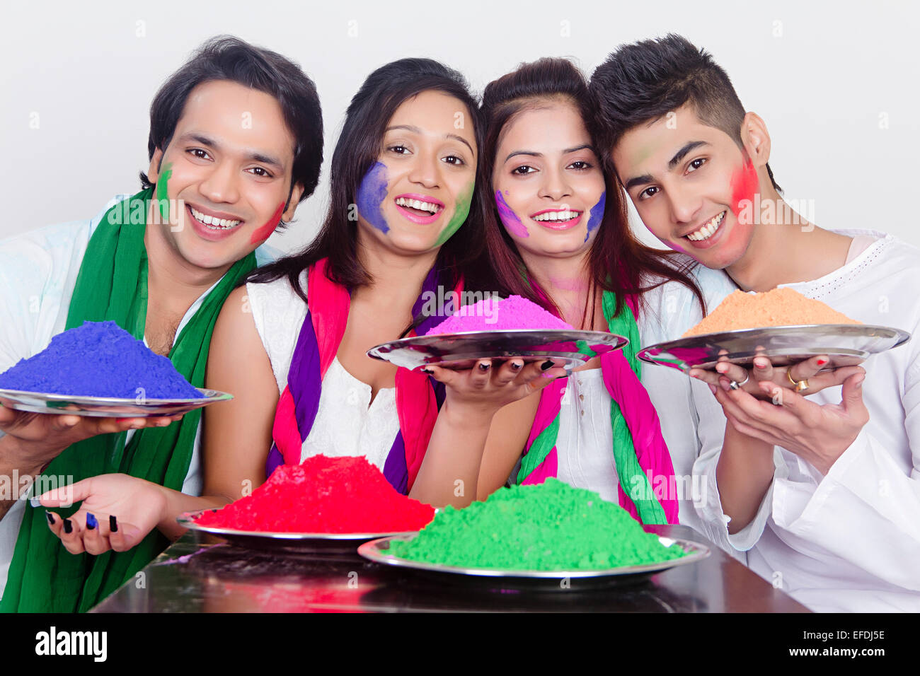 indian friends Holi Festival Greeting Stock Photo - Alamy