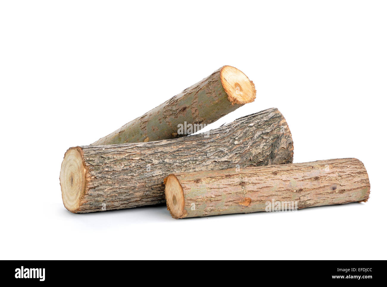 three willow logs isolated over white background Stock Photo - Alamy