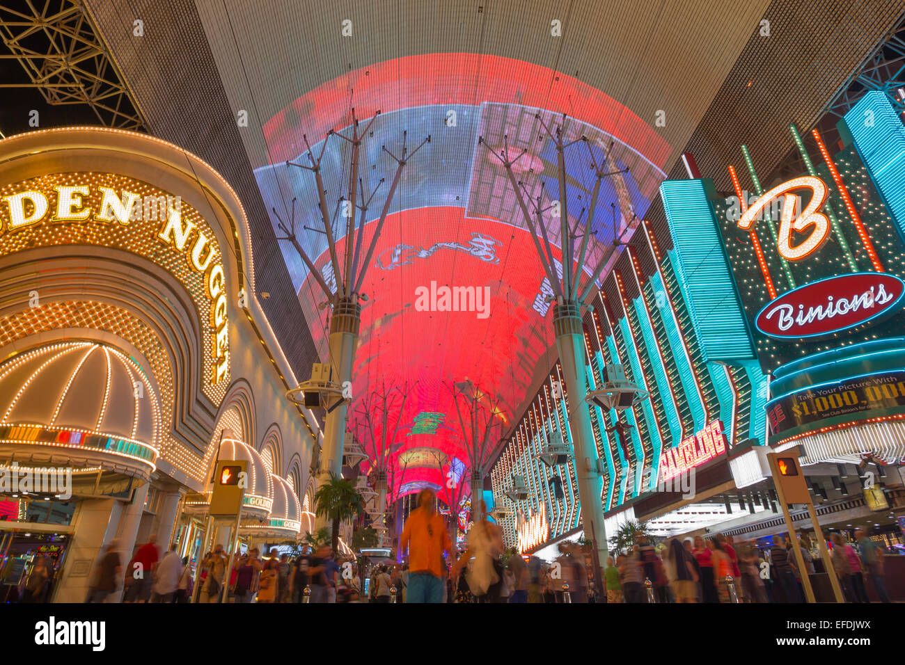 HOTELS CASINOS FREMONT STREET EXPERIENCE PEDESTRIAN MALL DOWNTOWN LAS VEGAS NEVADA USA Stock ...