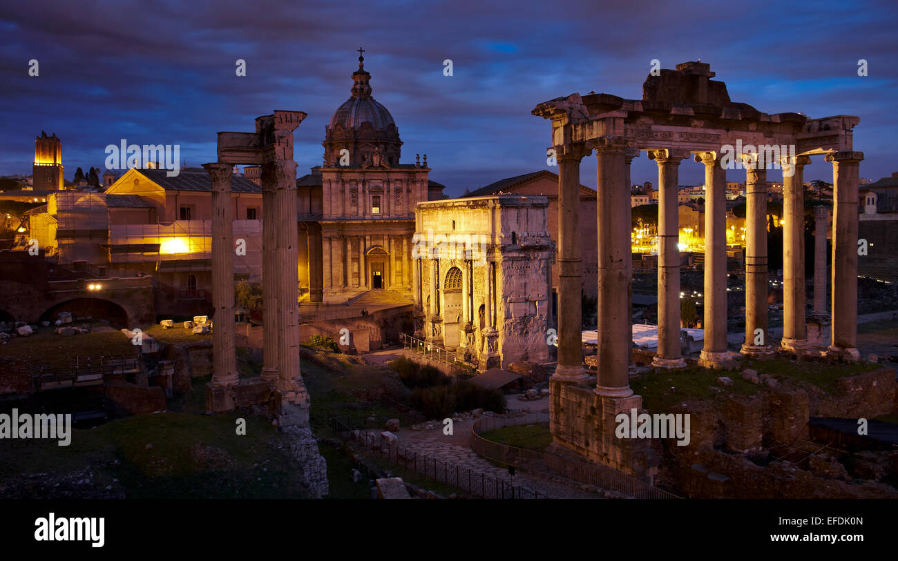 Roman forum.Night panorama Stock Photo - Alamy