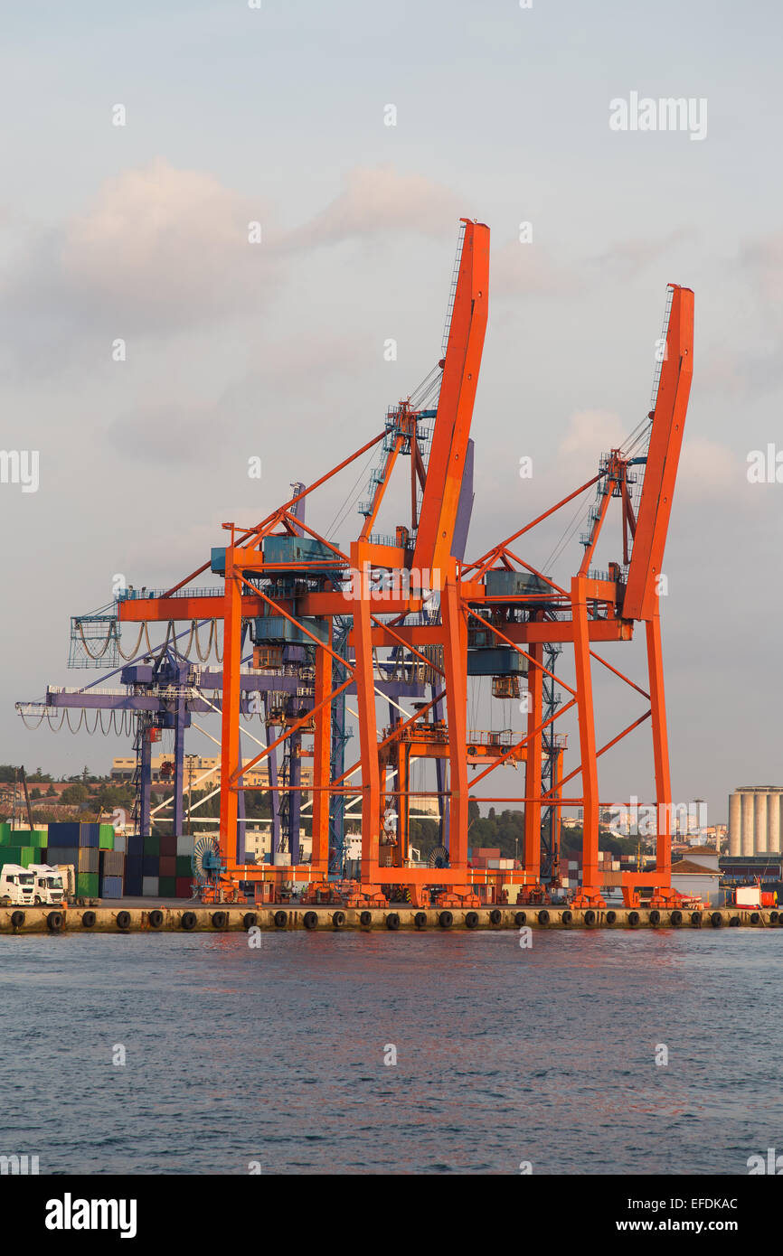 Orange Port Cranes sea port Stock Photo - Alamy