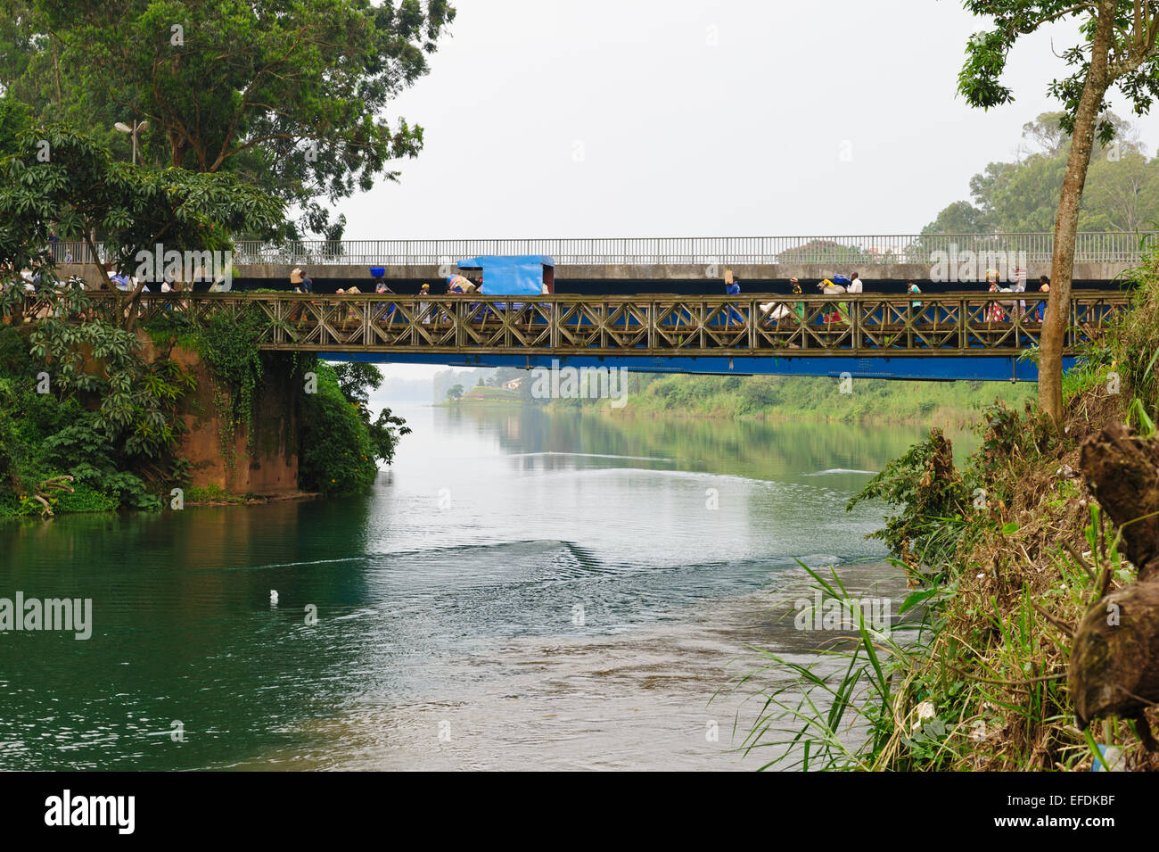 Border bridge between Cyangugu (Rwanda) and Bukavu (Congo Stock Photo ...