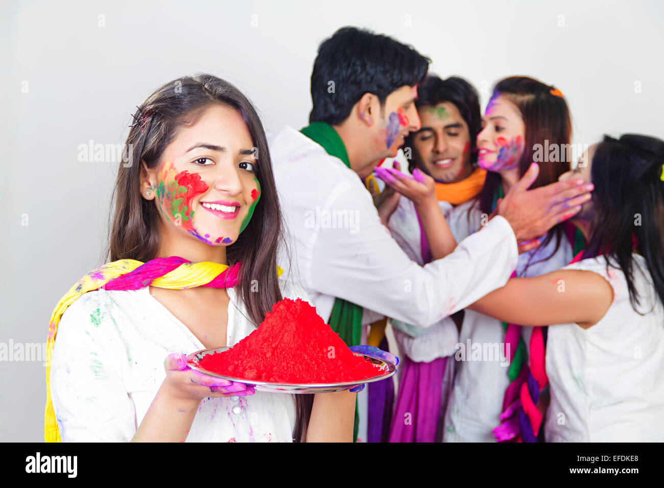 indian friends group Holi Festival enjoy Stock Photo - Alamy