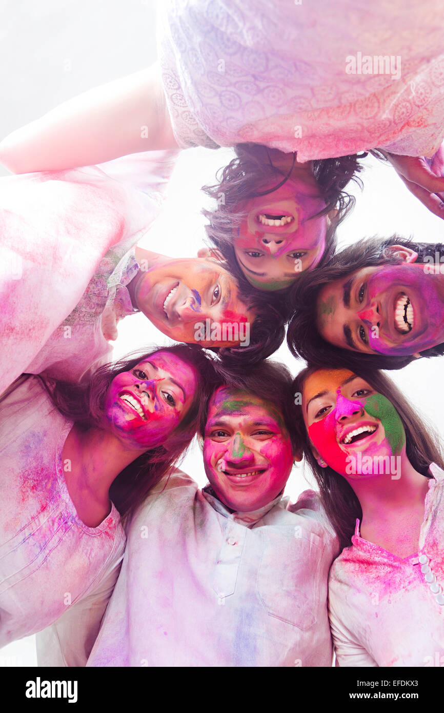 indian friends group Holi Festival enjoy Stock Photo - Alamy