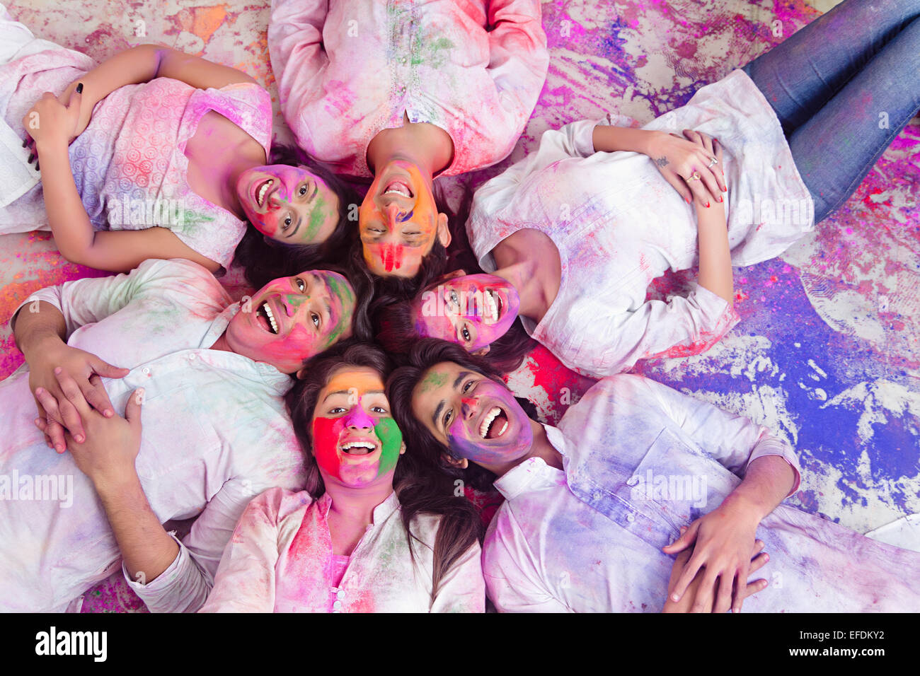 indian friends group Holi Festival enjoy Stock Photo - Alamy