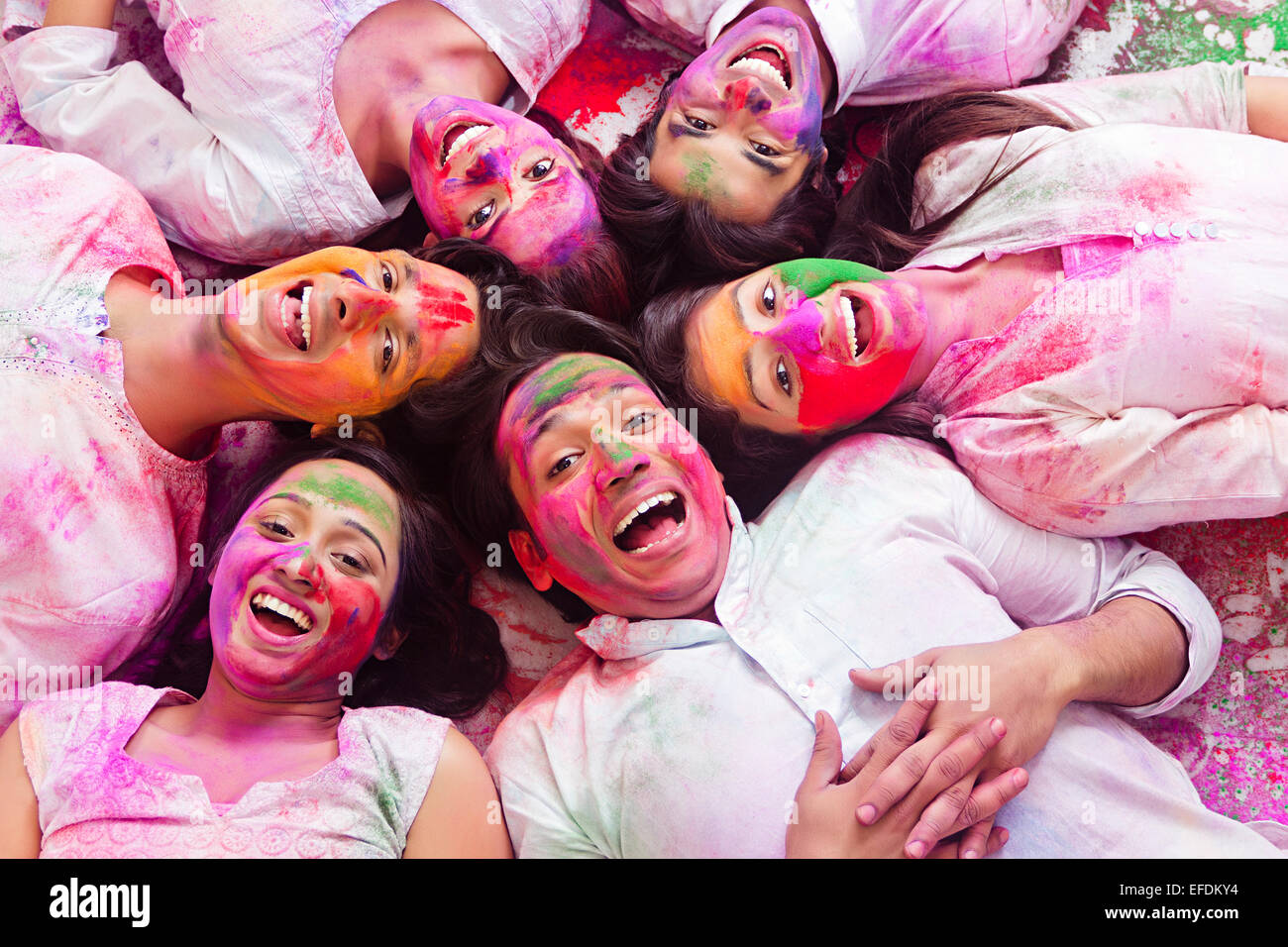 indian friends group Holi Festival fun Stock Photo - Alamy