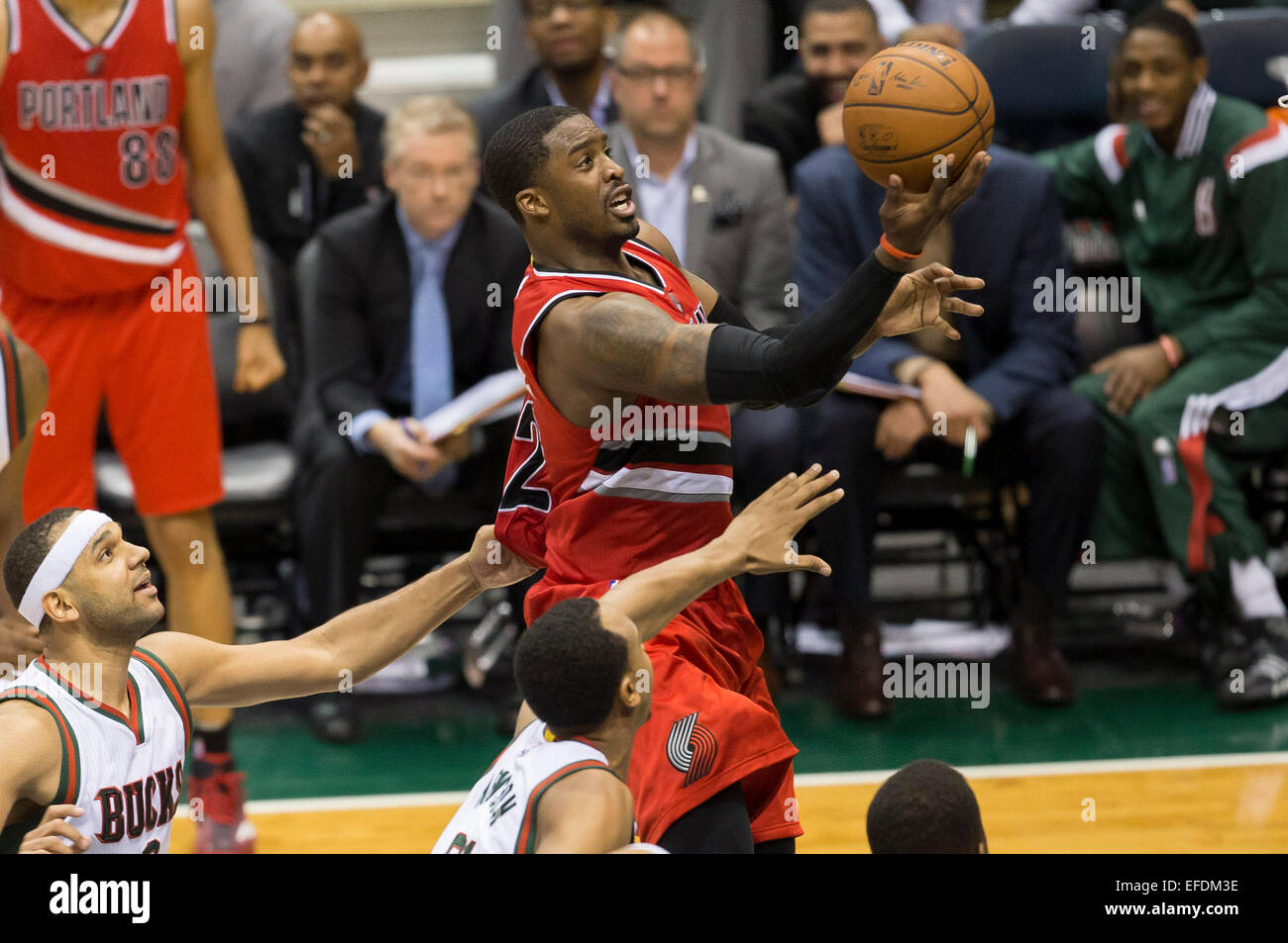 Milwaukee, WI, USA. 31st Jan, 2015. Portland Trail Blazers guard Wesley ...