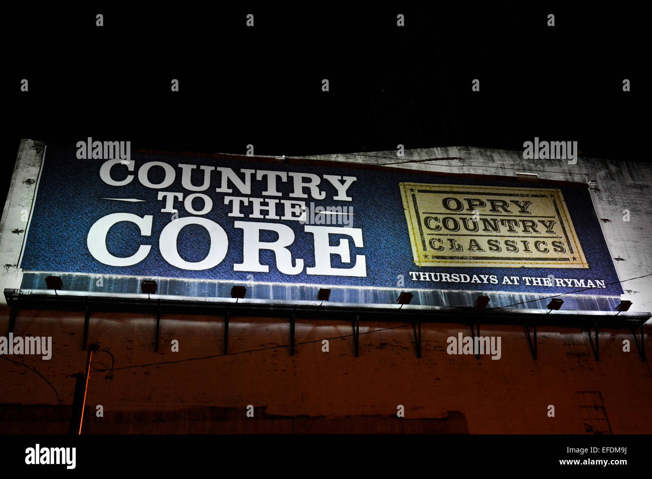 A night lit Billboard on Lower Broadway promotes Opry Country Classic ...