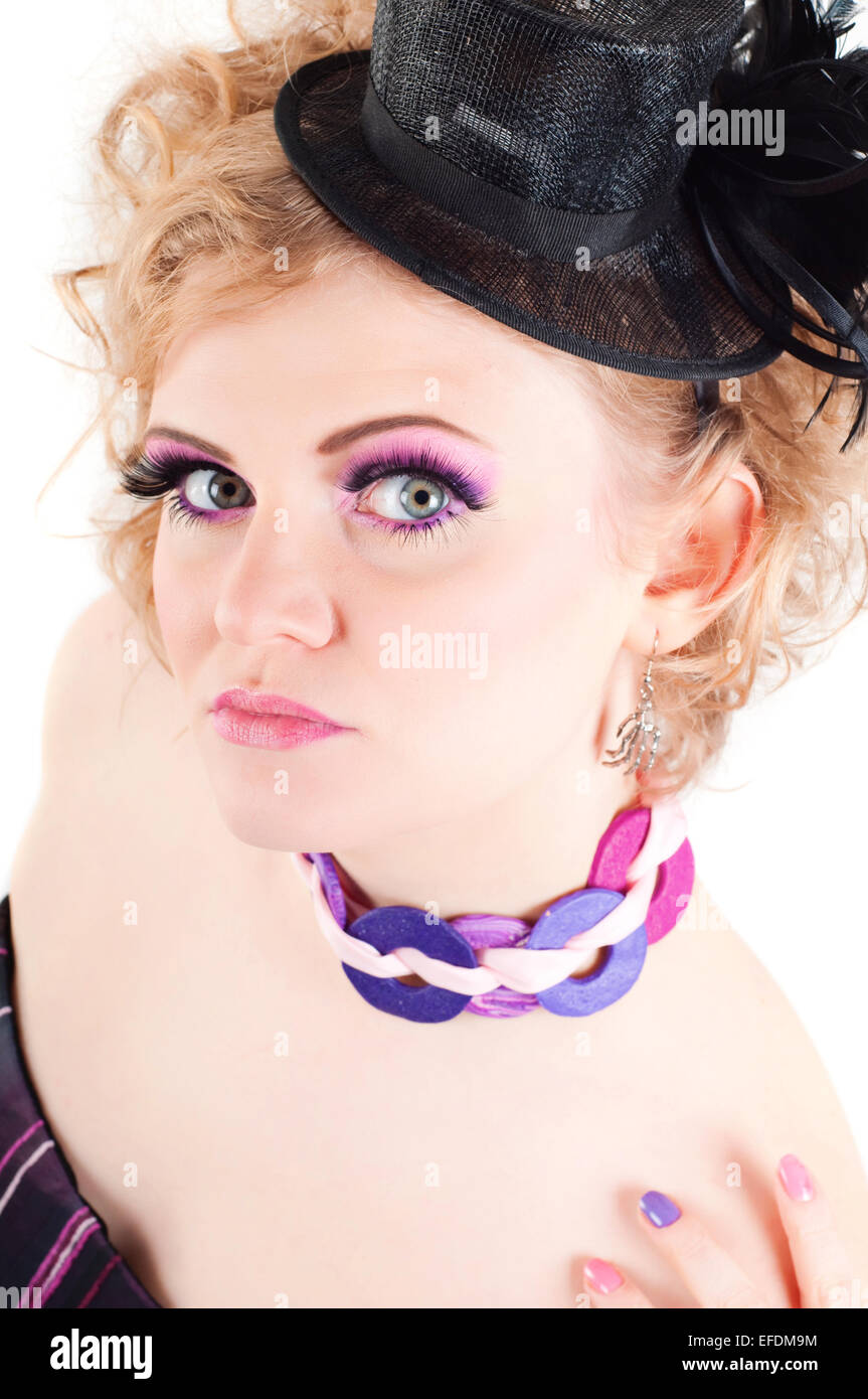 Blonde woman with fancy make-up Stock Photo - Alamy