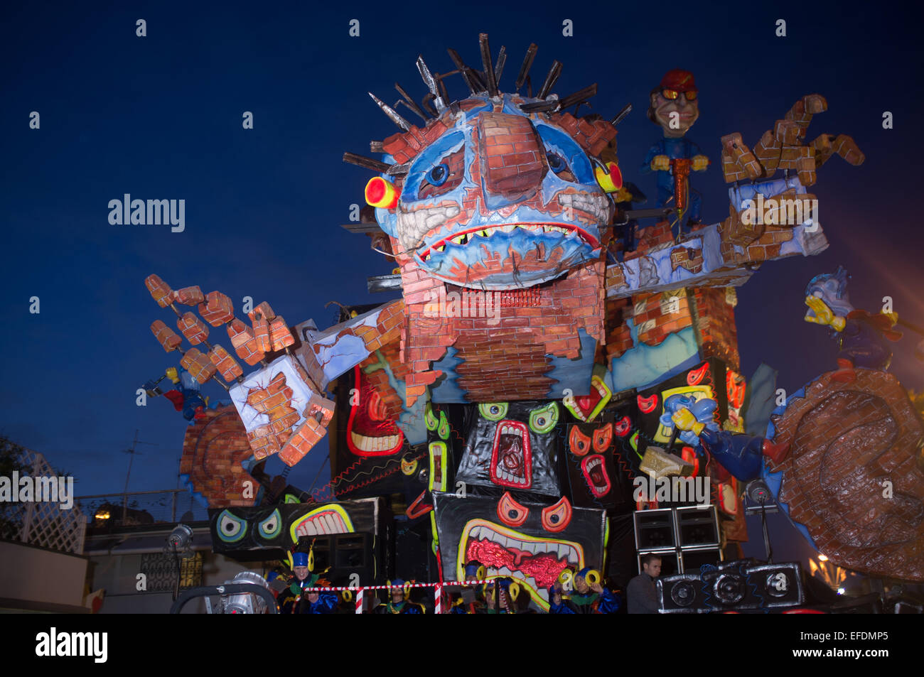 VIAREGGIO,ITALY: FEB.2015 : first floats parade at the 2015's carnival ...