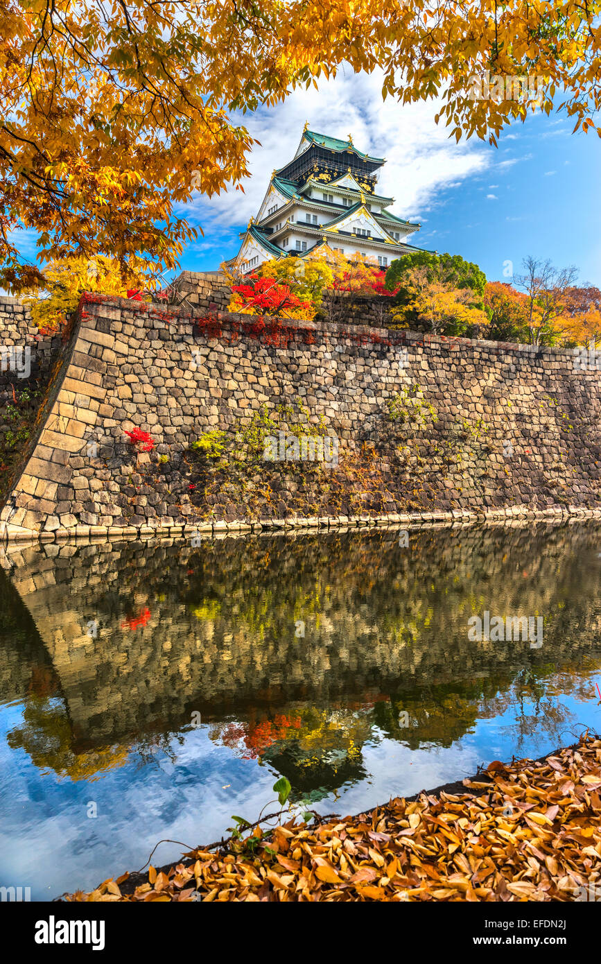 Osaka Castle in Osaka with autumn leaves. Japan Stock Photo - Alamy