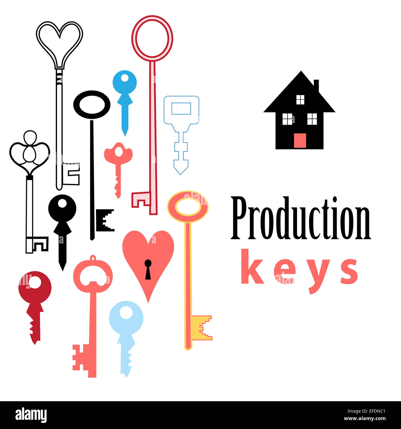 background graphic set of different keys on a white background Stock ...