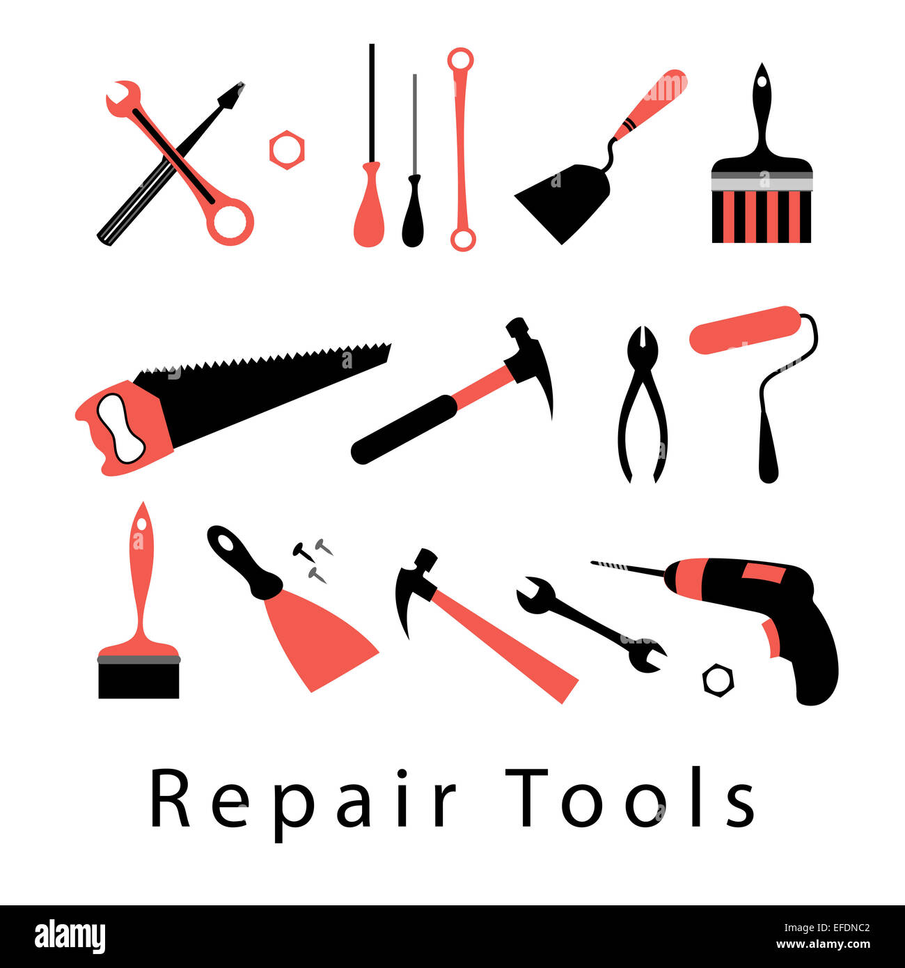 graphic icon set repair tools on white background Stock Photo - Alamy