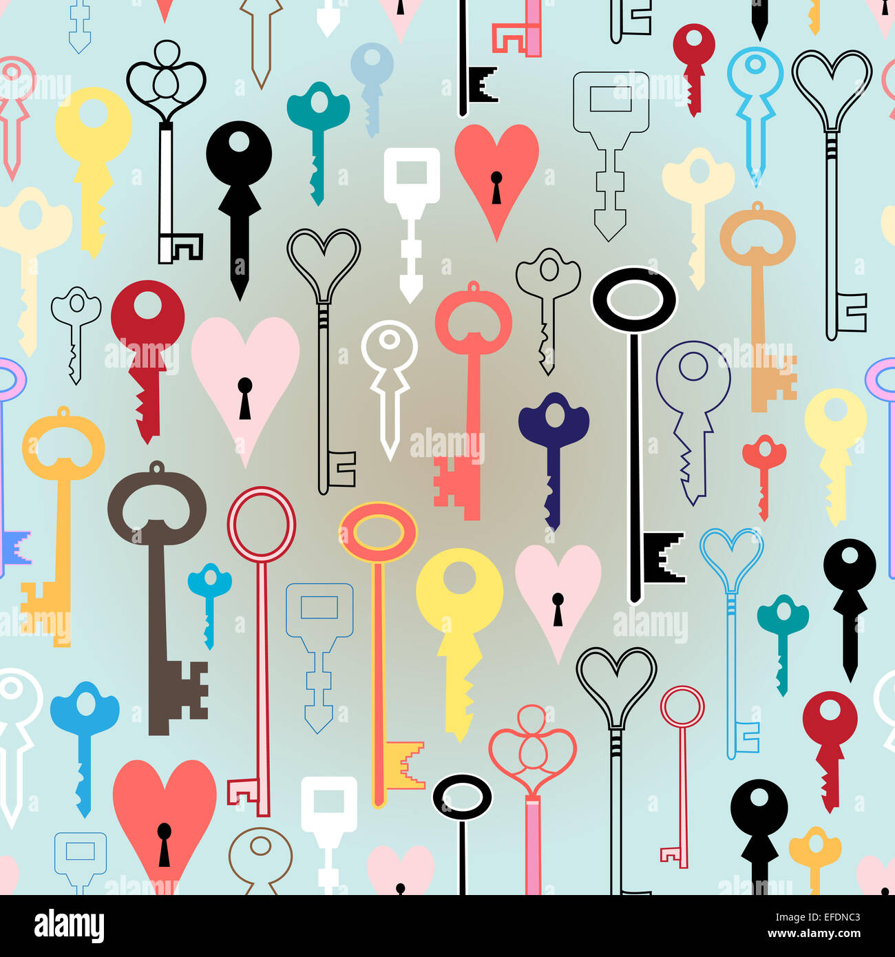 seamless graphic set of different keys on a light background Stock ...