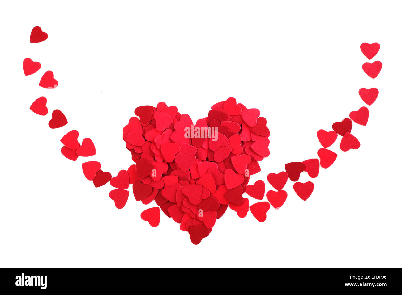 Heart made of small paper hearts, isolated on white background ...
