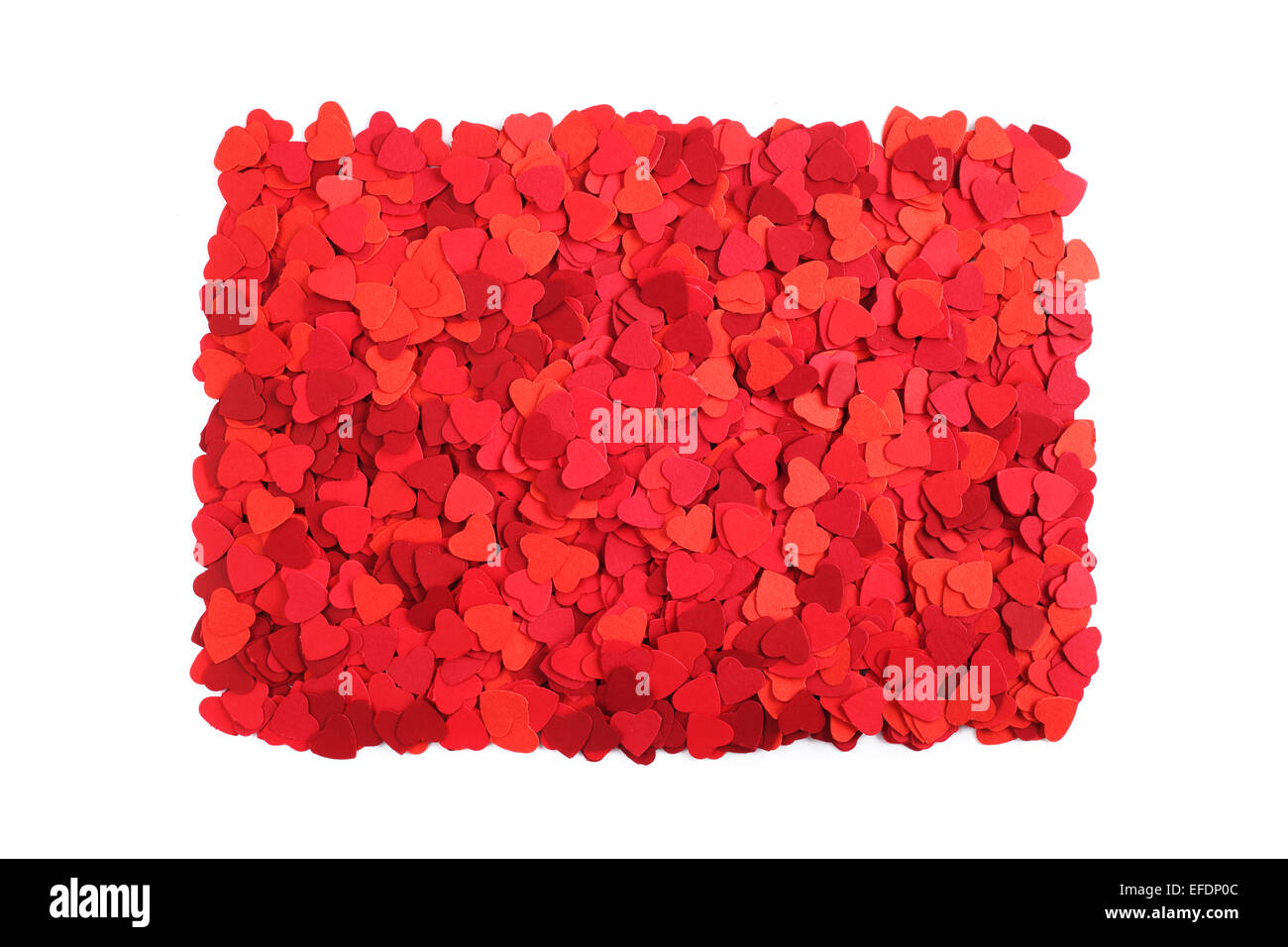 Rectangle made of paper hearts, isolated on white background ...