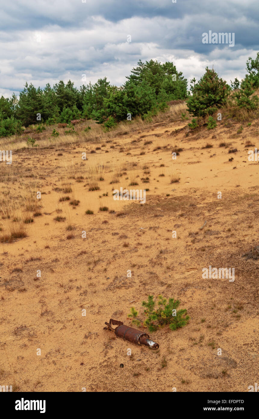 Rusty missile engine on the old former military ground Stock Photo - Alamy