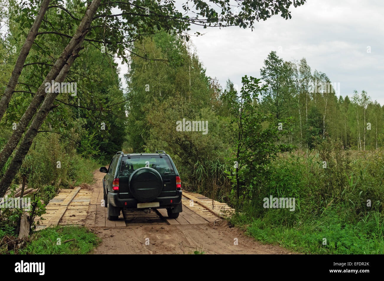 Roads and rivers, the wood and trees on the route of a car racing rally ...