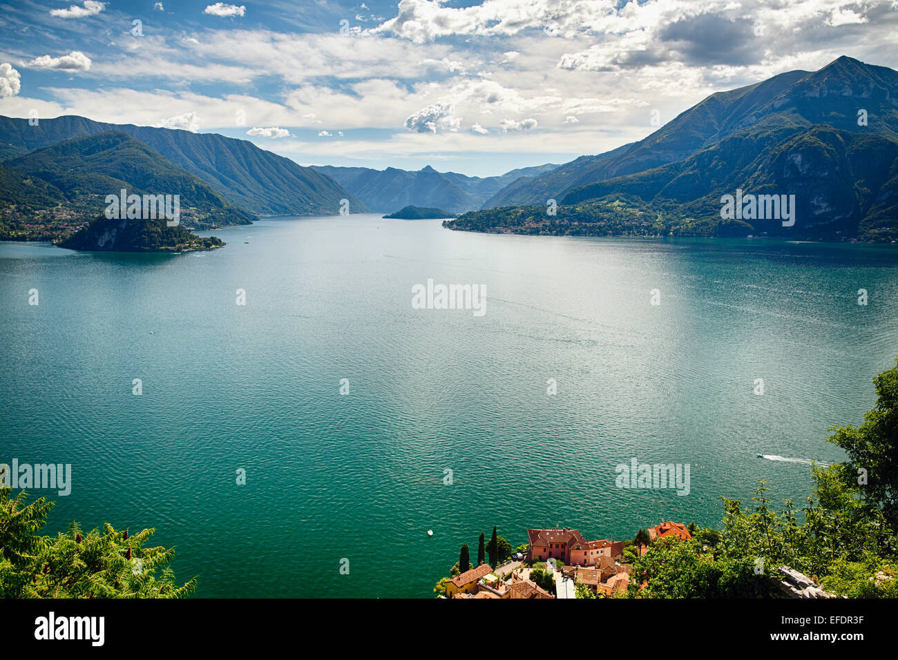 High Angle View of Lake Como Towards Bellagio and Lenno from Castle ...