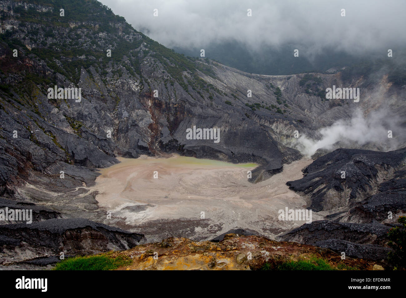 A volcanic crater of Mount Tangkuban Perahu volcano in Lembang, West ...