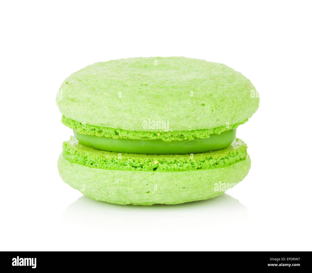 Green macaron. Isolated on white background Stock Photo - Alamy