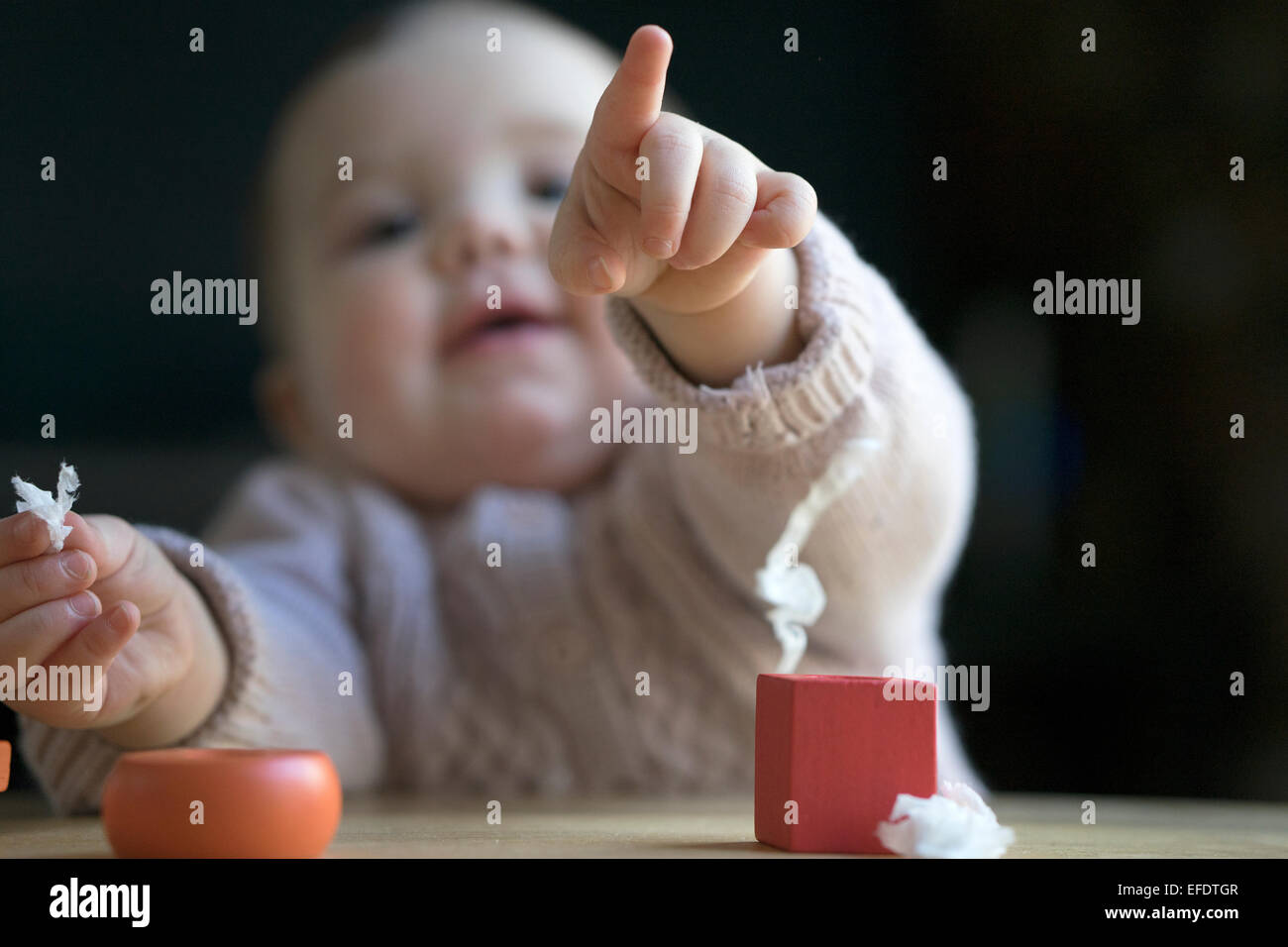 A ten month old baby girl pointing. Photo Tim Clayton Stock Photo - Alamy