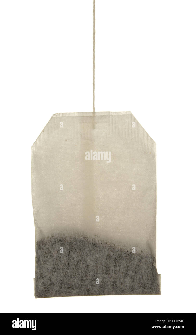 Close-up of tea bag isolated on white background Stock Photo - Alamy