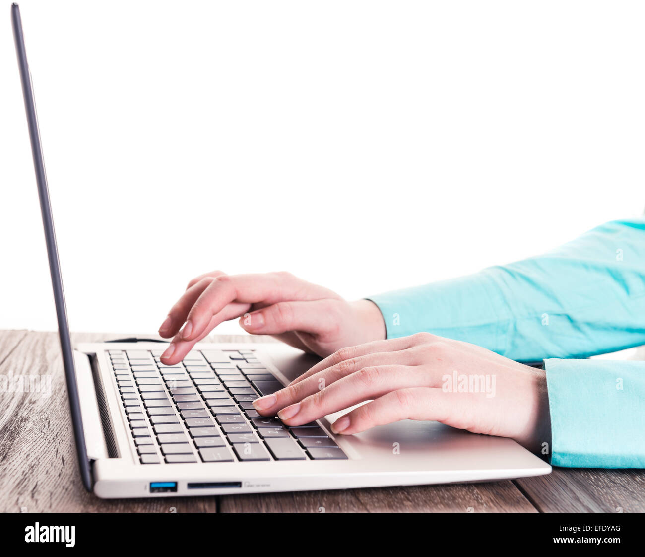 Human hands working on laptop Stock Photo - Alamy