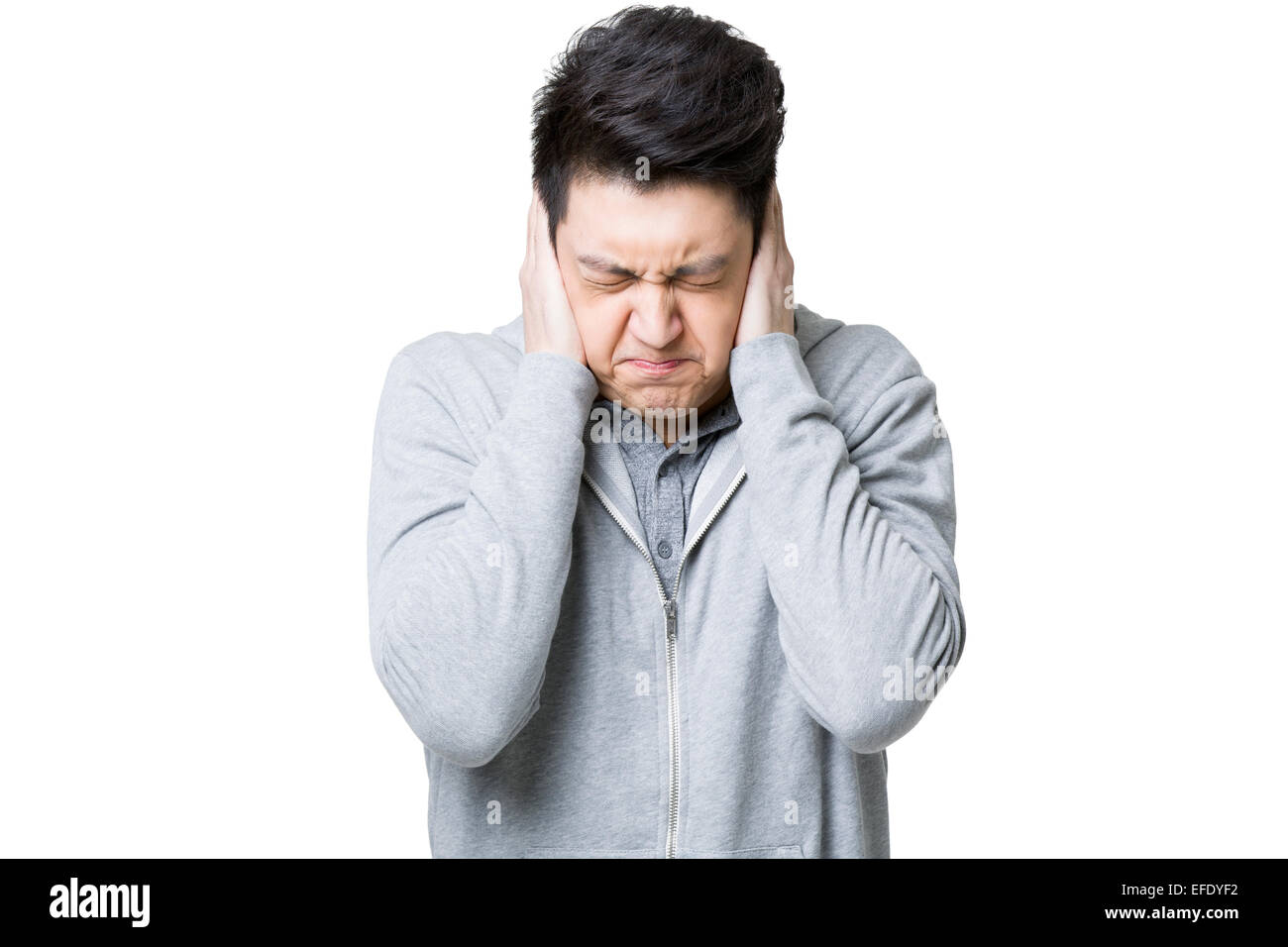 Indian man covering eyes ears hi-res stock photography and images - Alamy