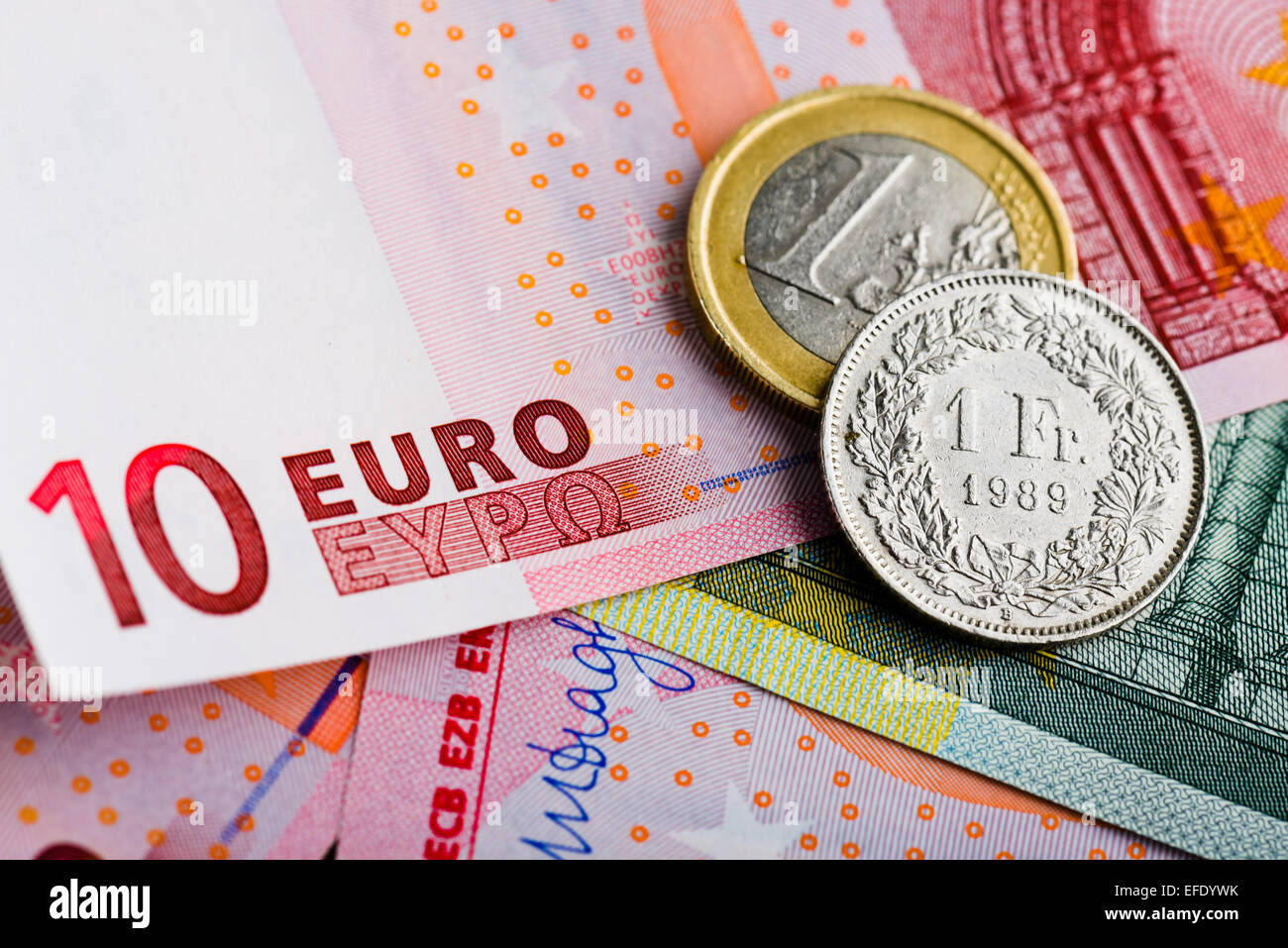 Swiss Franc Versus Euro Stock Photo Alamy