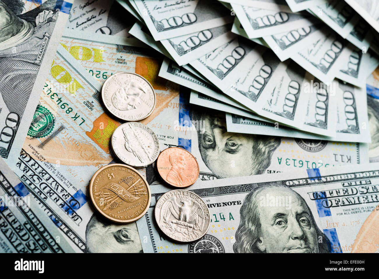 American banknotes and coins Stock Photo - Alamy