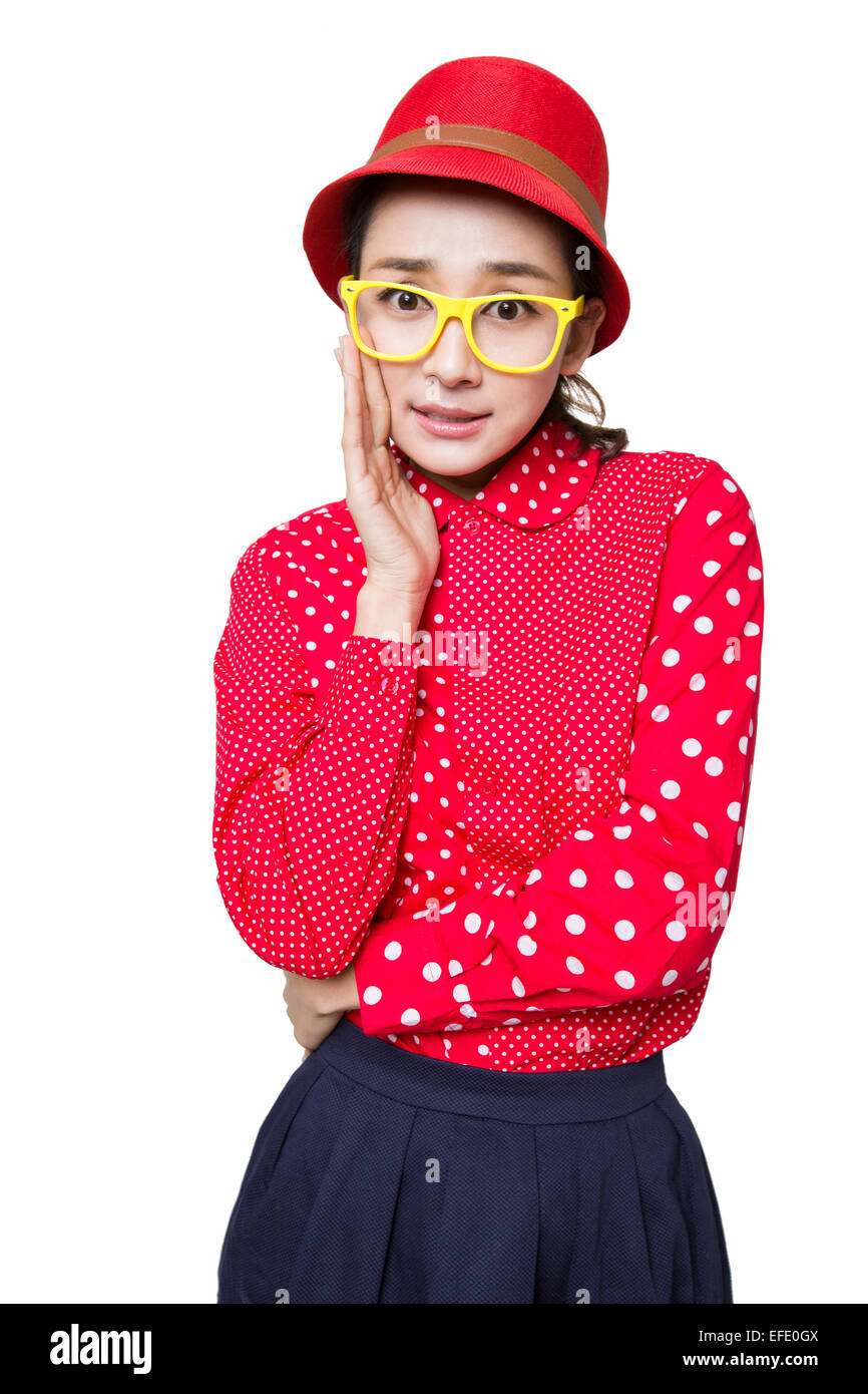 Shy young woman Stock Photo - Alamy