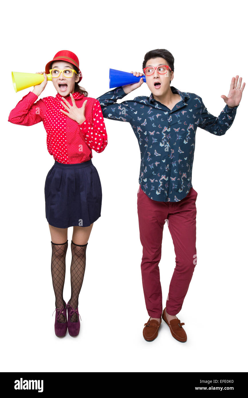 Women with megaphones hi-res stock photography and images - Alamy