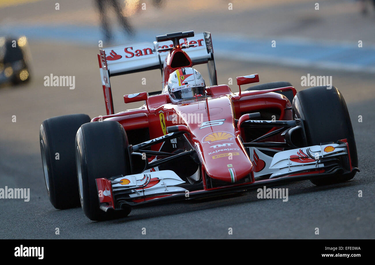 German Formula One driver Sebastian Vettel of Scuderia Ferrari steers ...