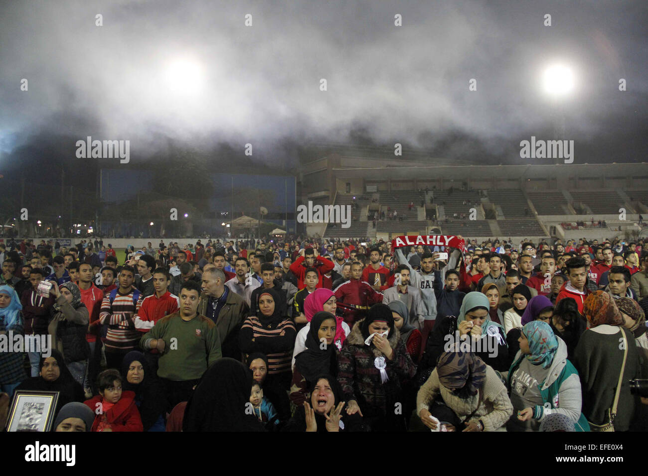 Feb. 1, 2015 - Cairo, Cairo, Egypt - Relatives of al-Ahly fans, who ...