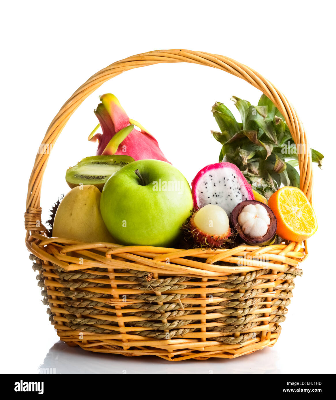 Composition of exotic fruits isolated on white Stock Photo - Alamy