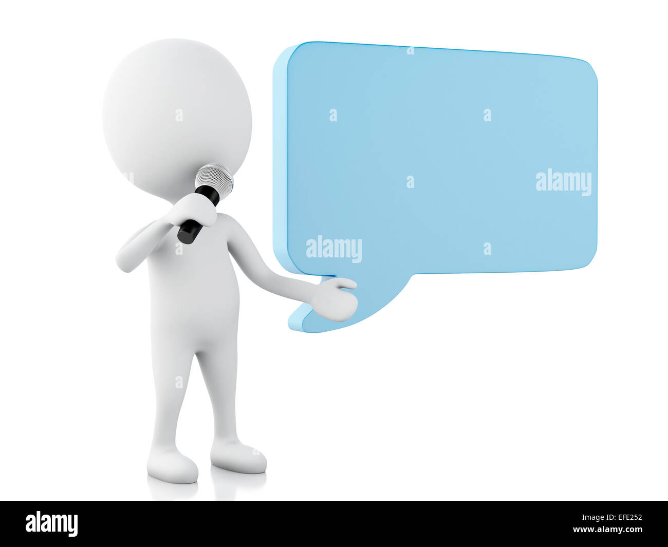 3d renderer image. White people with a blank speech bubble ...