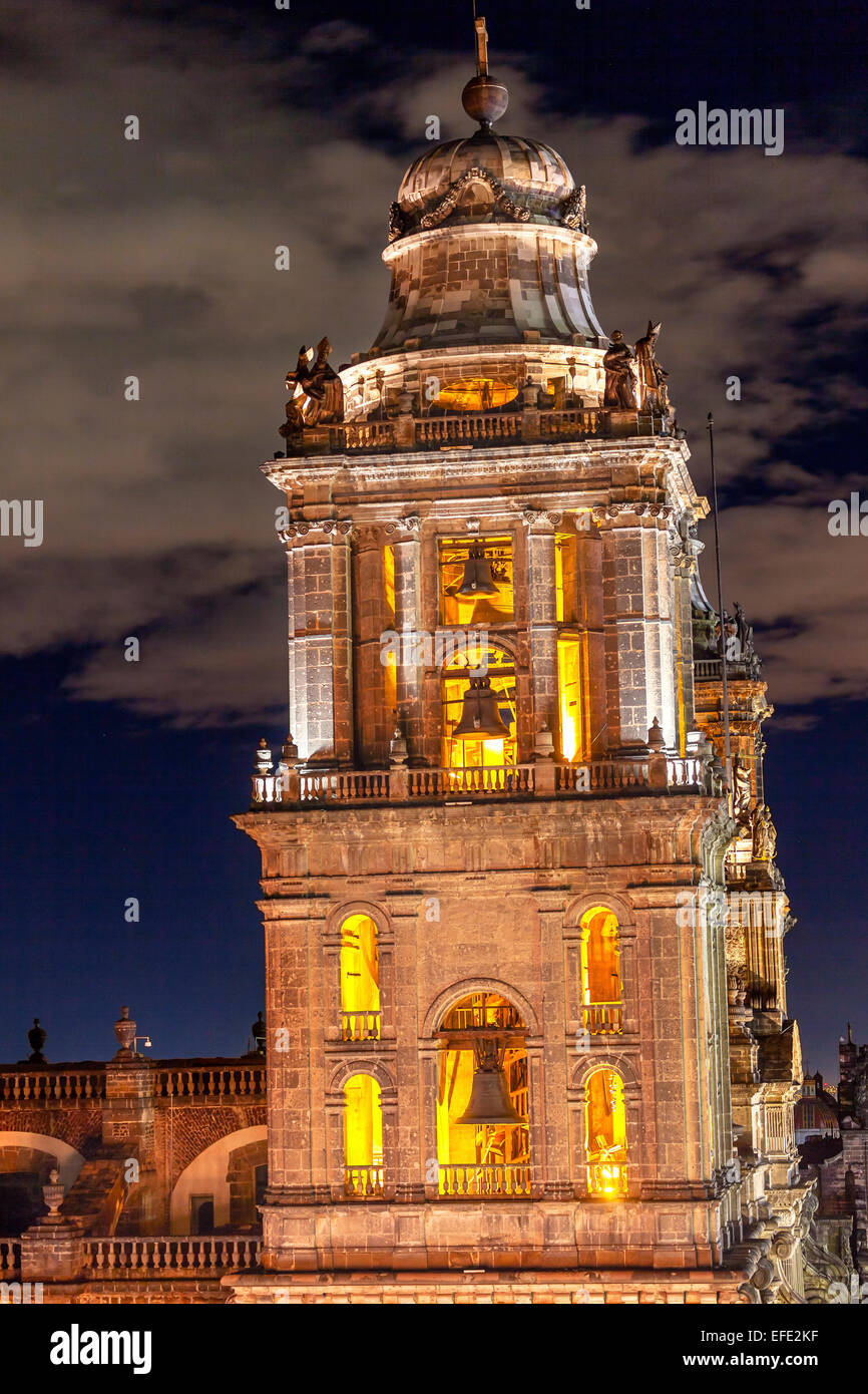Metropolitan Cathedral Steeple Bells Statues in Zocalo, Center of ...