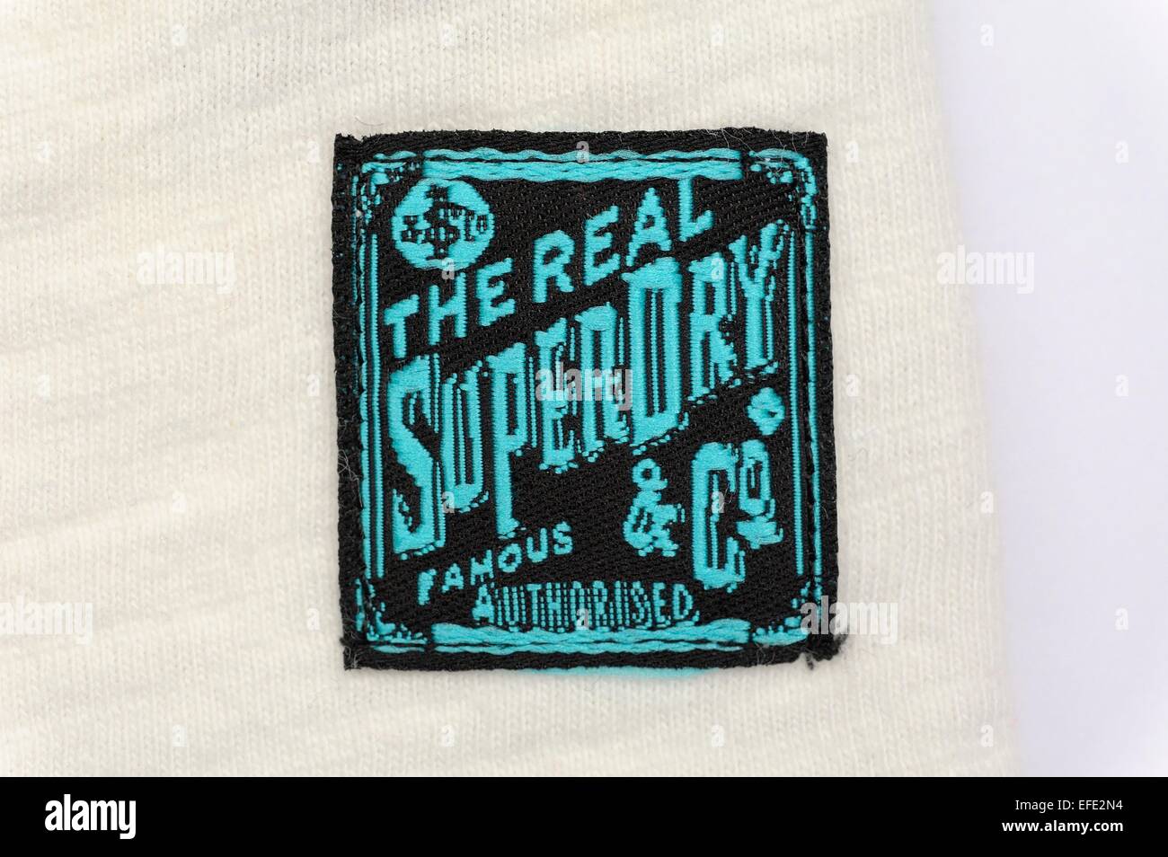 Superdry clothing label logos Stock Photo - Alamy