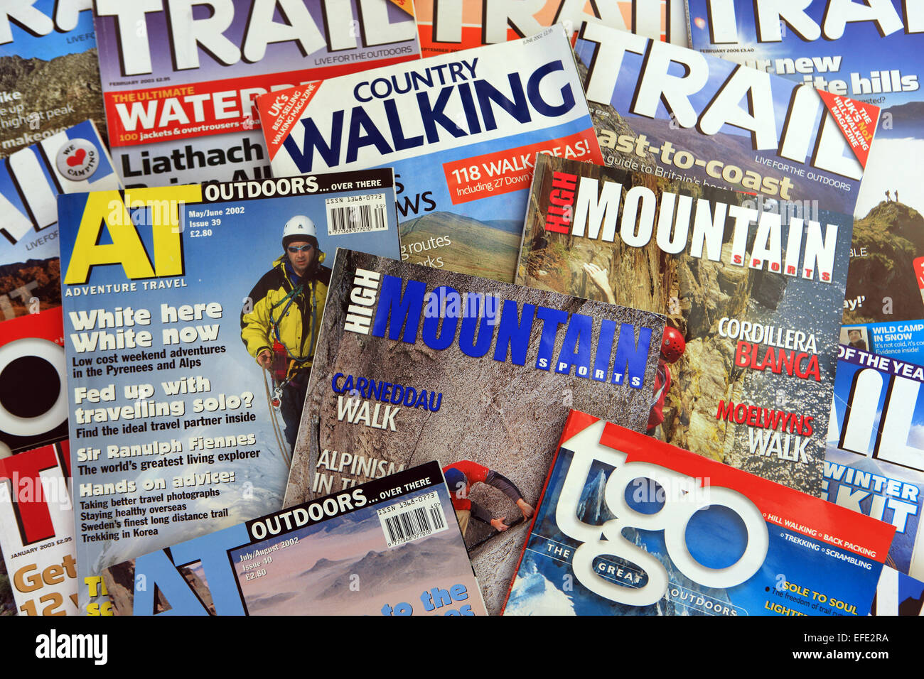 Outdoor walking and climbing magazines Stock Photo - Alamy