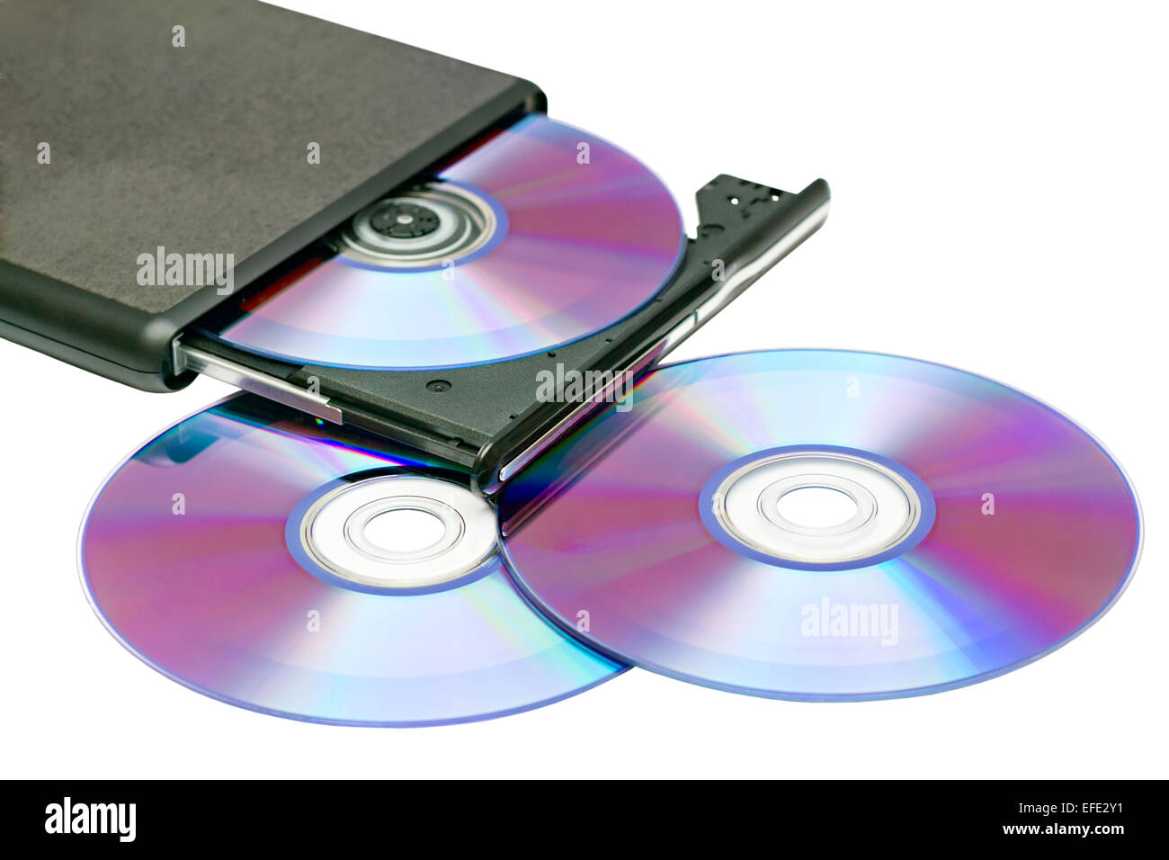 external dvd drive and disks on a white background Stock Photo - Alamy
