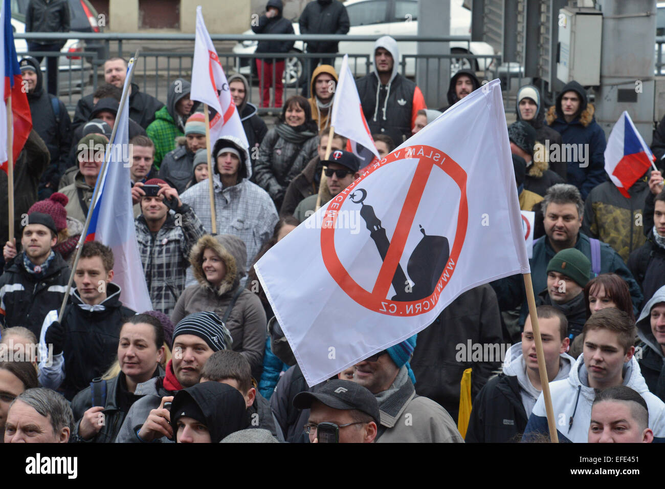 About 500 people gathered in the Old Town Square, the centre of ...