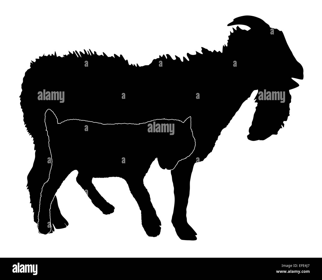 Kid silhouette with buck Stock Photo - Alamy