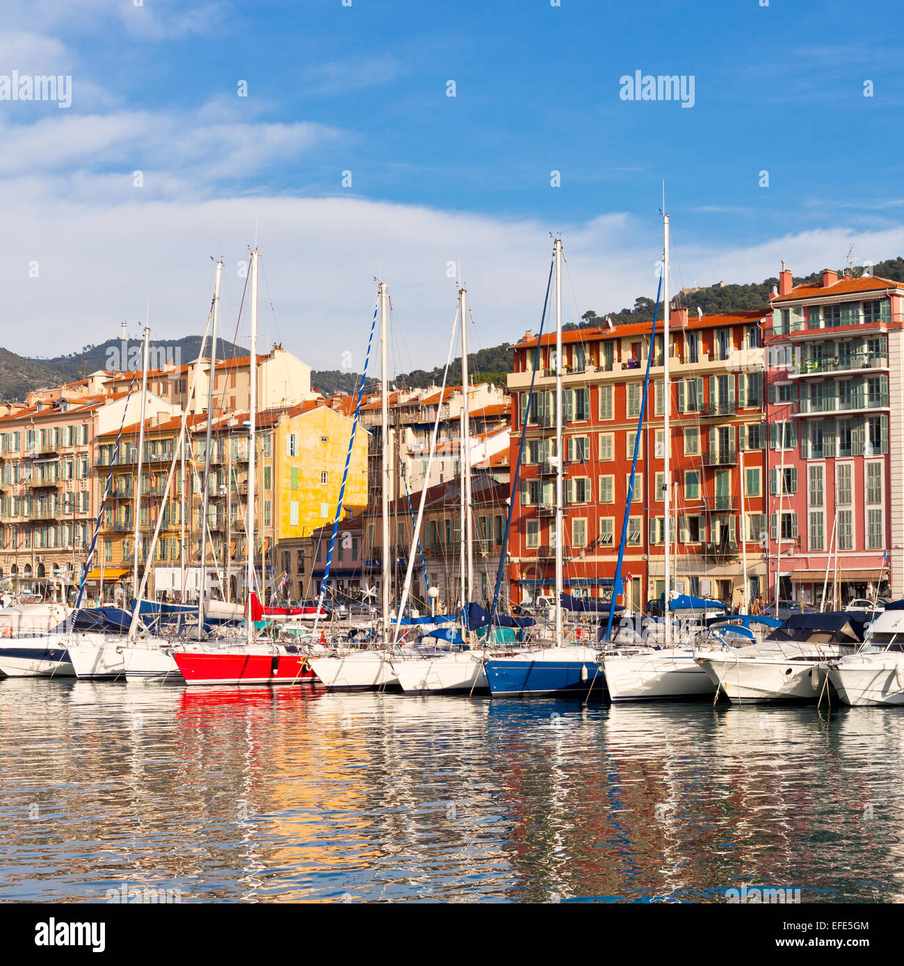 View on Port of Nice and Luxury Yachts, French Riviera, France Stock ...