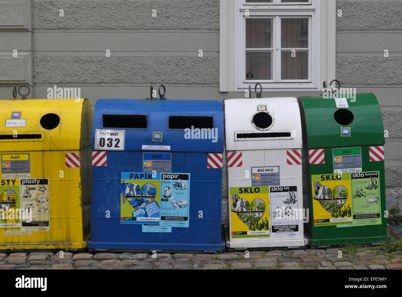 Recycling Bins In Prague Stock Photo - Alamy