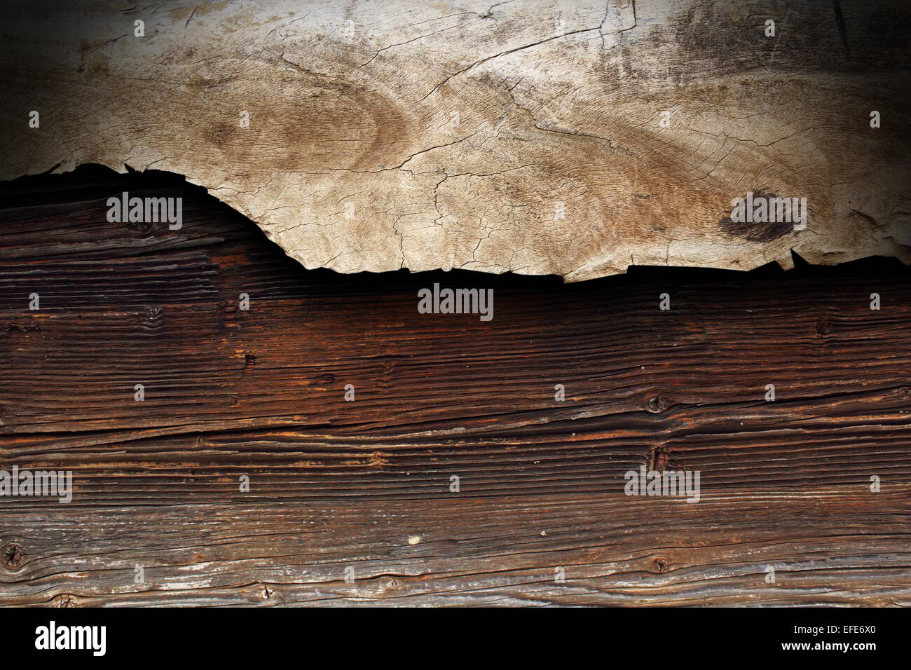 poplar piece of wood over spruce plank Stock Photo - Alamy