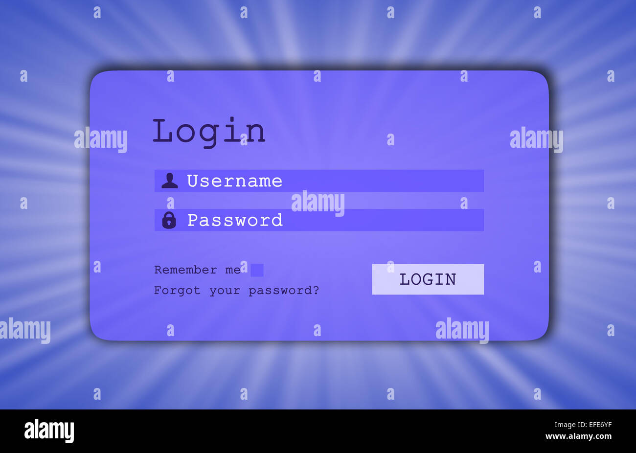 Login interface - username and password, starburst background, blue ...