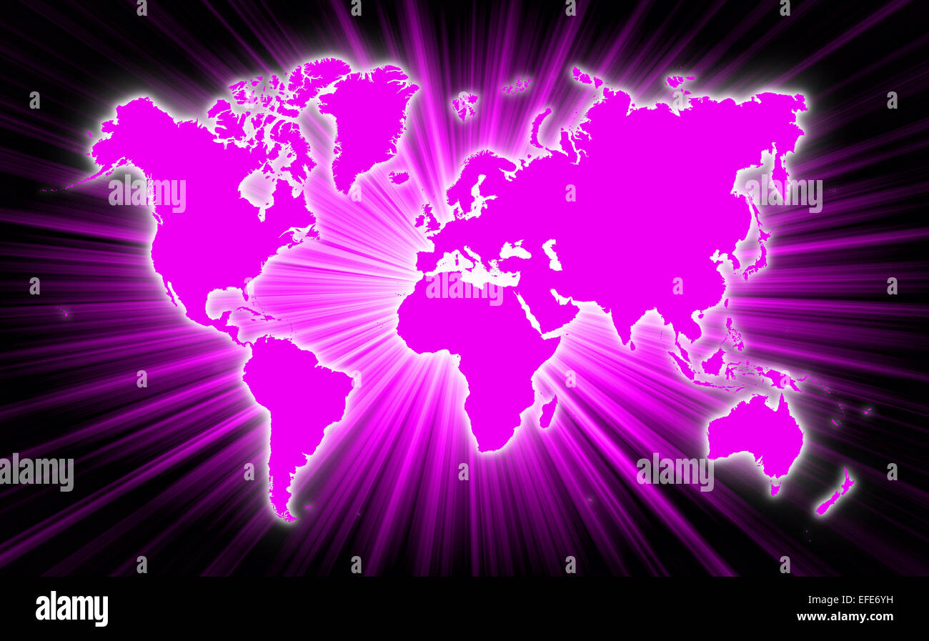 Purple world map hi-res stock photography and images - Alamy