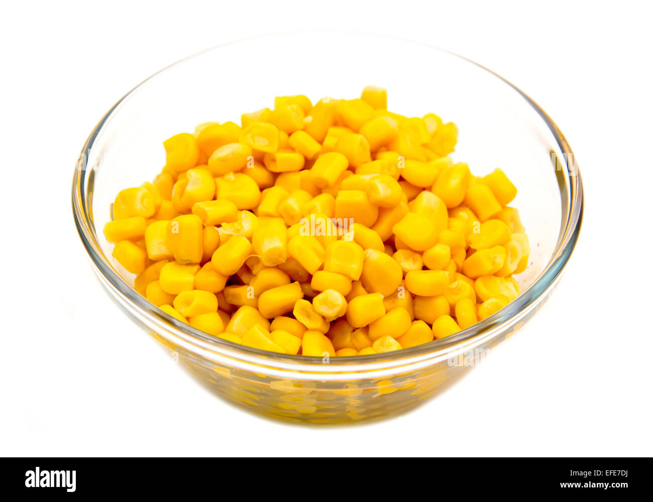 Sweet corn on glass bowl on white background Stock Photo - Alamy