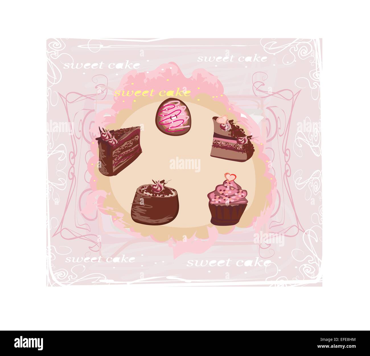 Colorful set of cakes Stock Vector Image & Art - Alamy